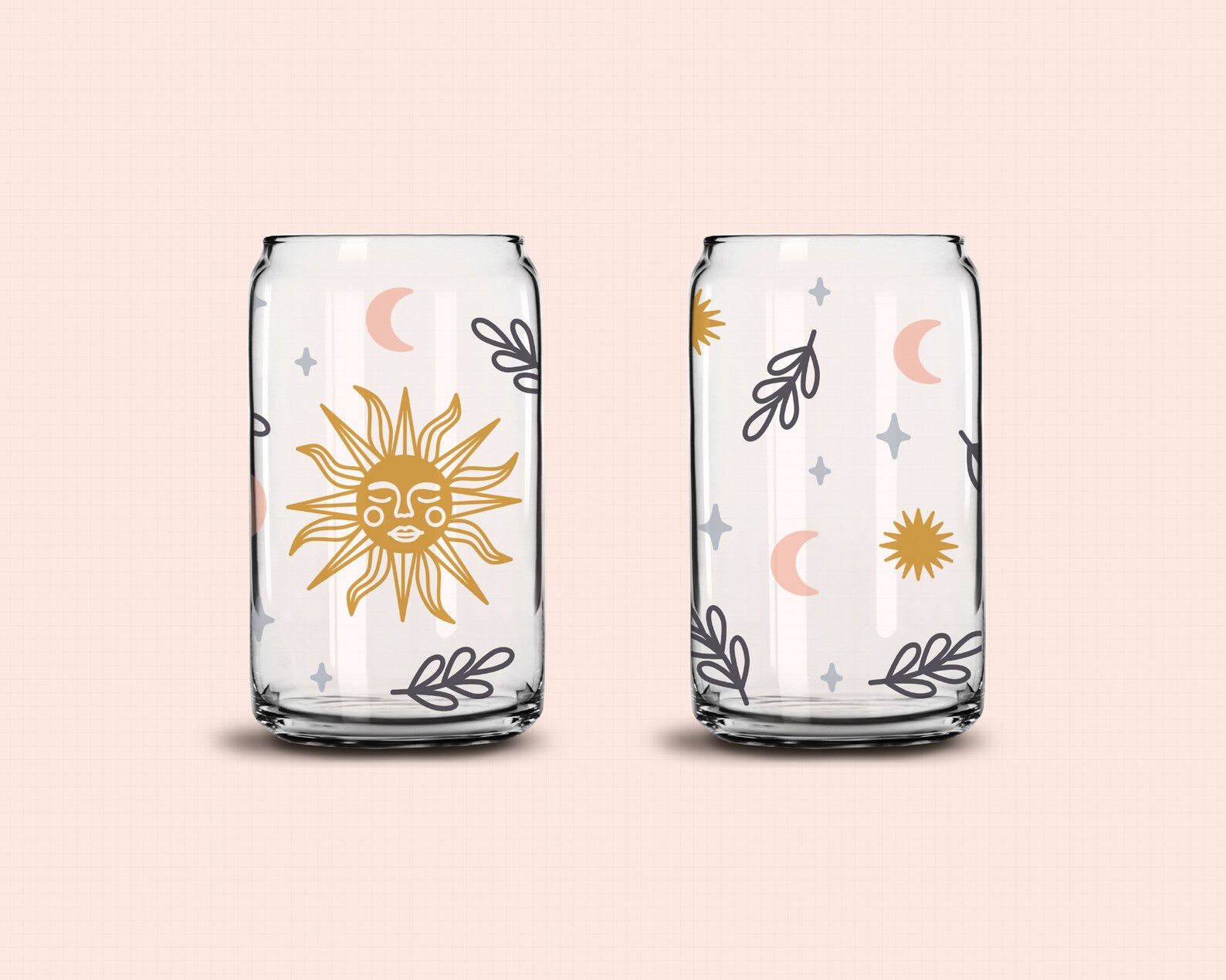Sun Moon Can Glass Wrap Svg, Cute Can Glass Svg, Coffee Glass Can ...