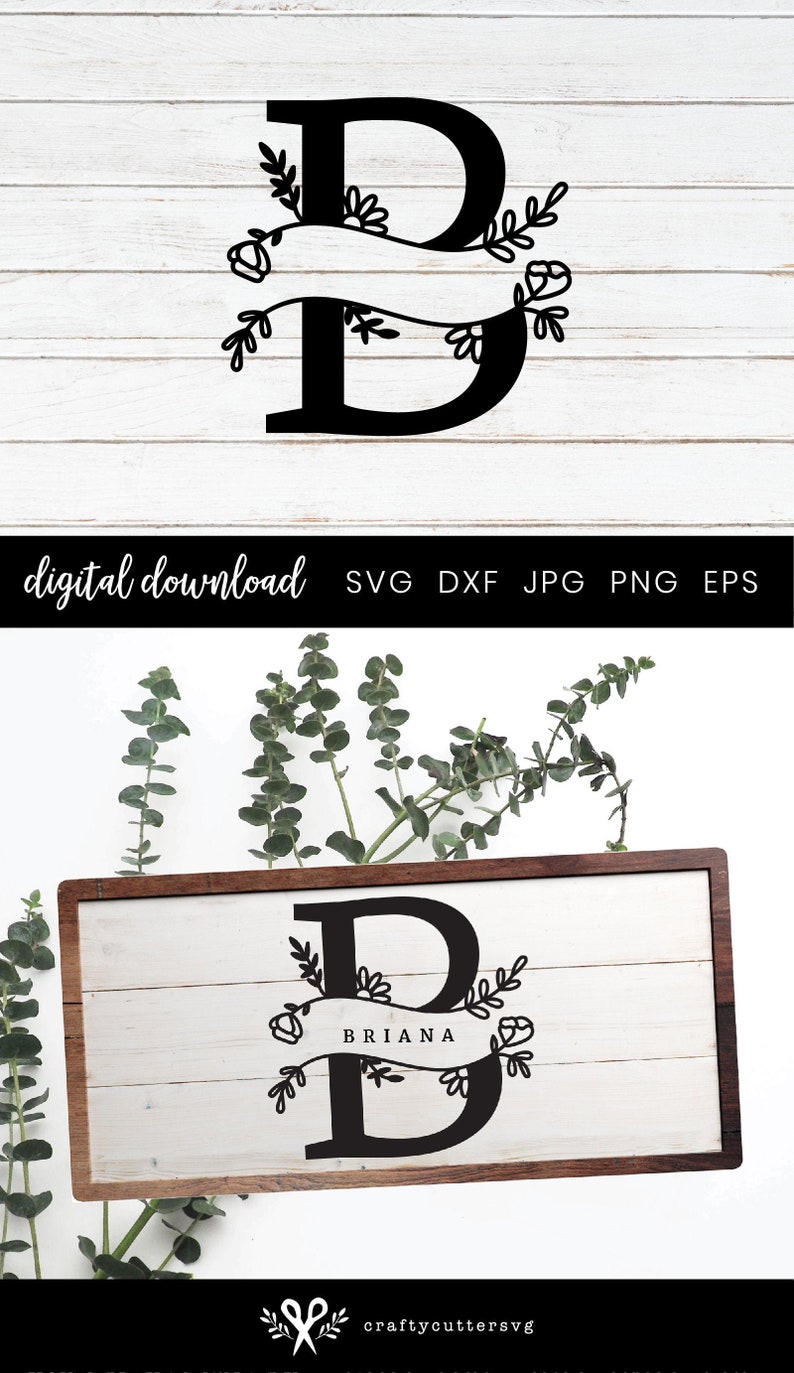 B Monogram Split Alphabet Letter, Split Monogram Cut File, Split ...