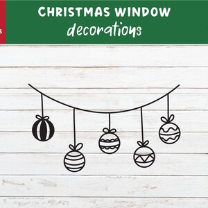 Christmas Bauble Banner Bundle, Window Decoration Svg, Winter Window ...