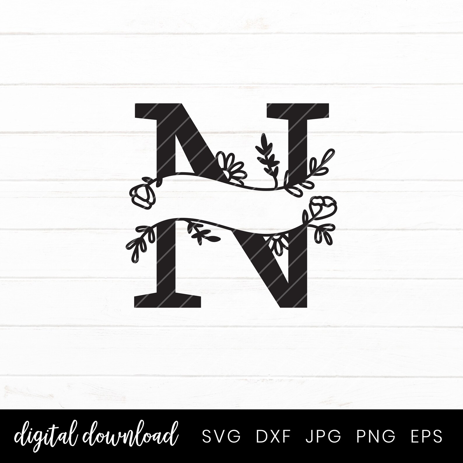 N Monogram Split Alphabet Letter Split Monogram Cut File | Etsy