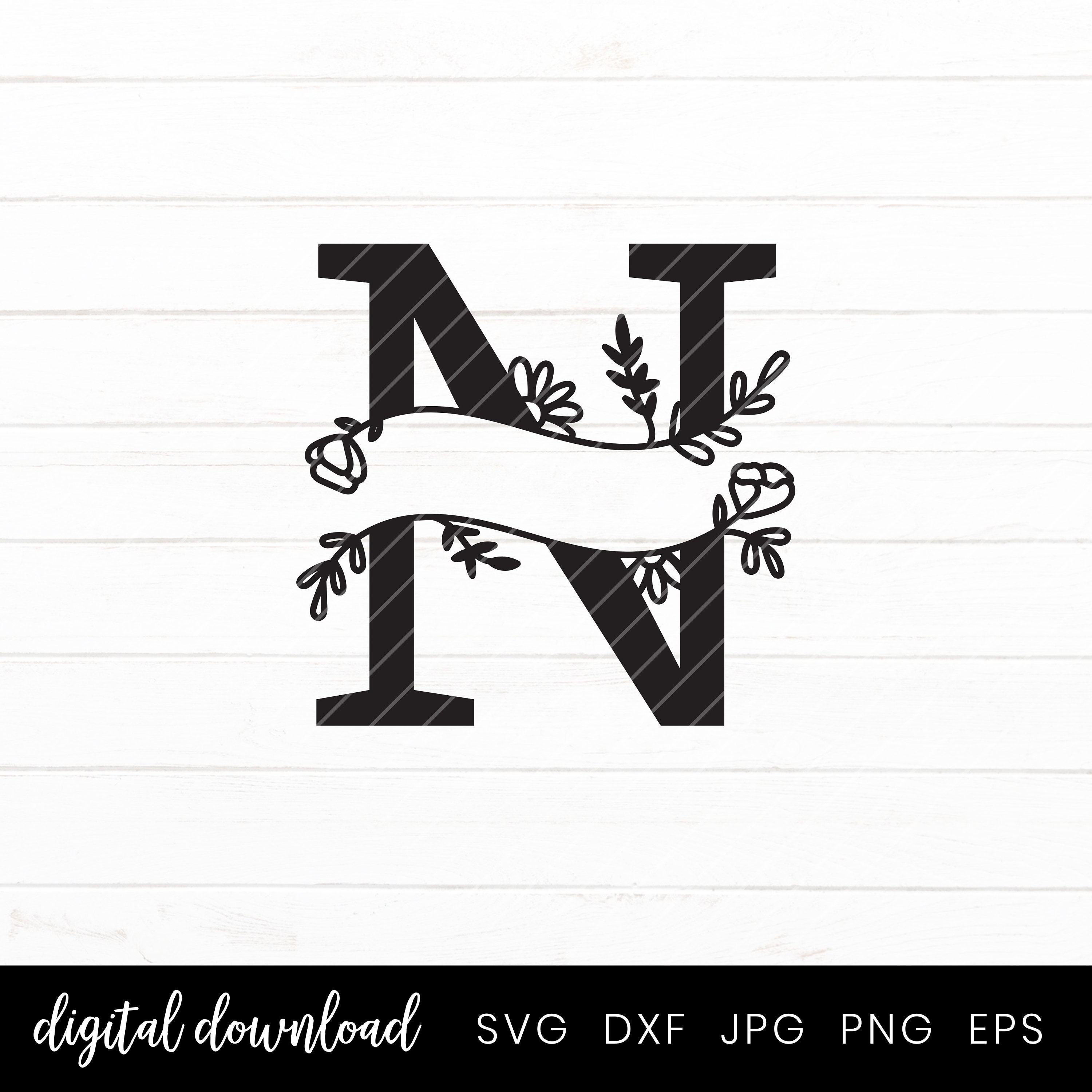 N Monogram Split Alphabet Letter Split Monogram Cut File | Etsy