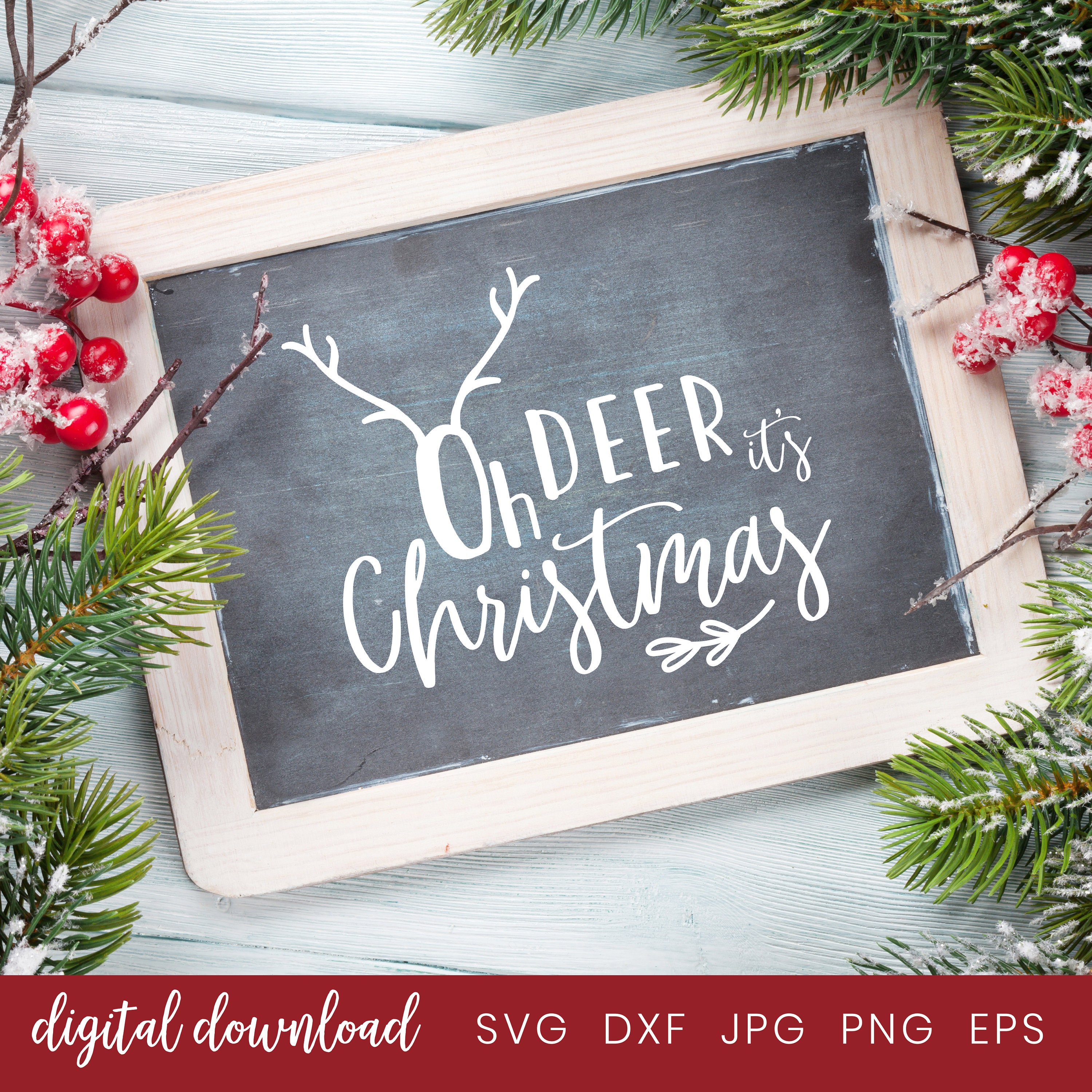 Oh deer it's Christmas Svg Sign Christmas Deer Clipart | Etsy