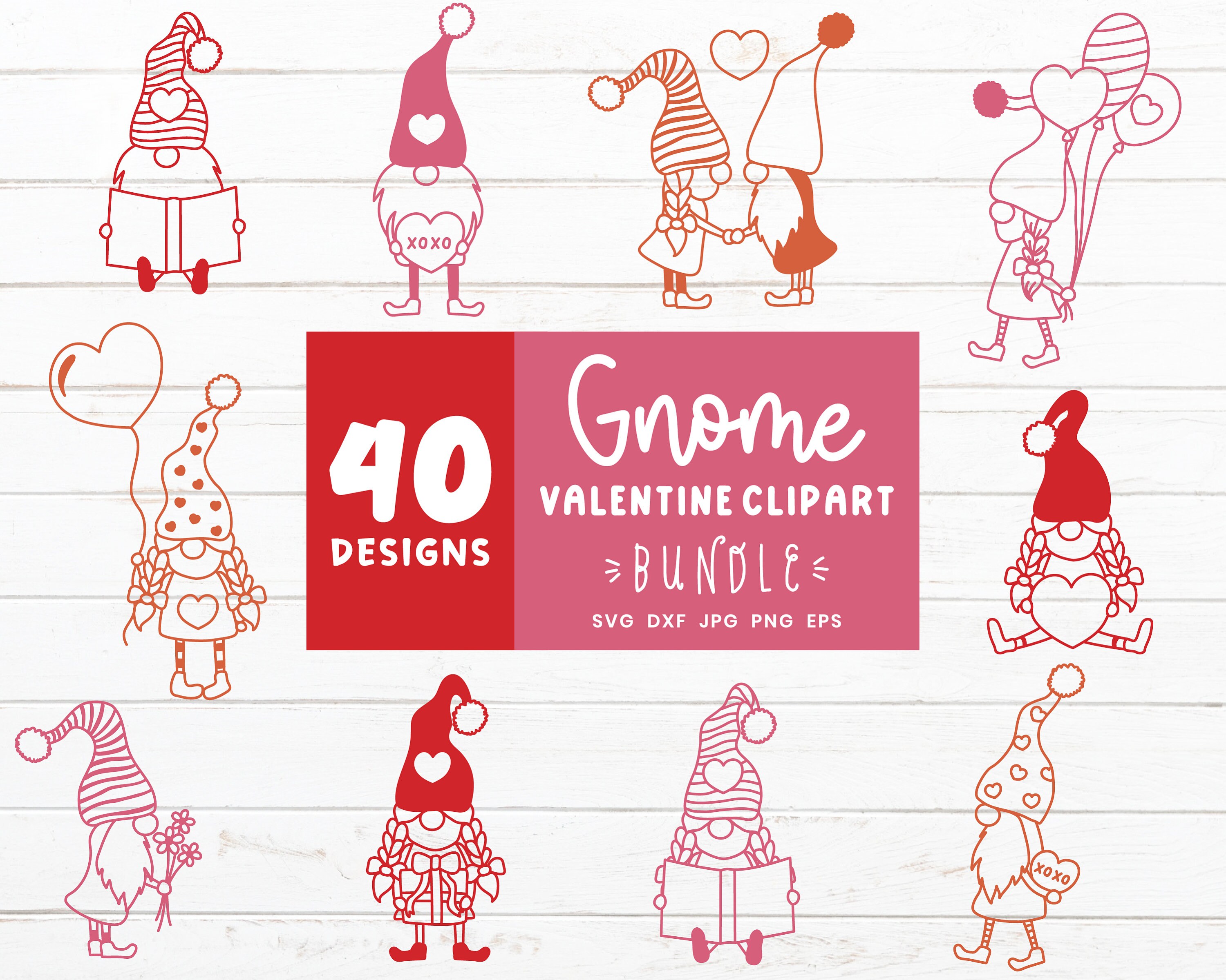 Gnome Valentine's Svg Bundle Valentines Day Svg files for | Etsy