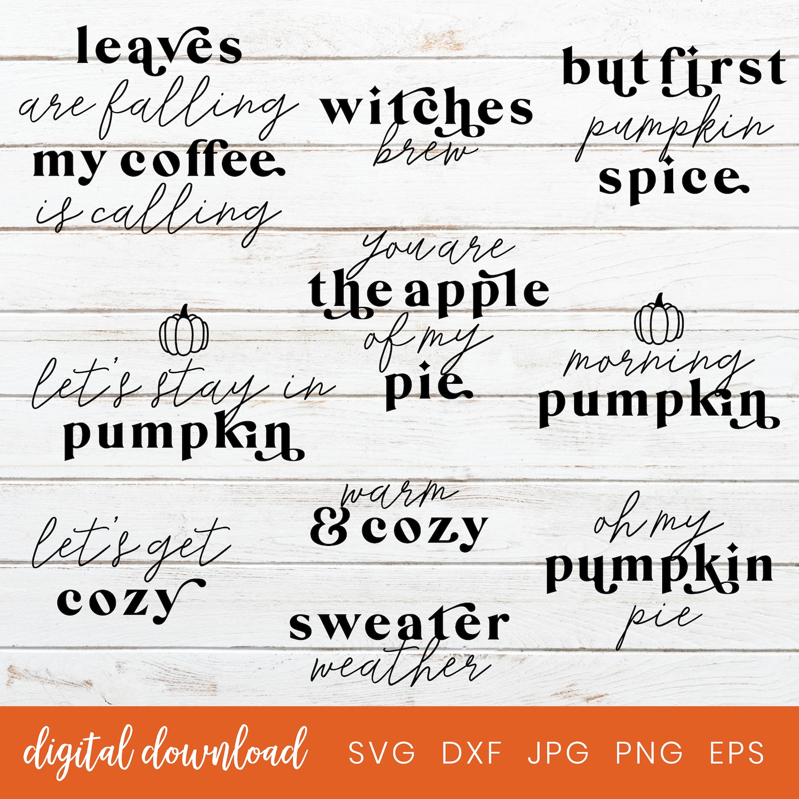 Fall Coffee Mug Svg Bundle, 10 Svg Autumn Sayings, Fall Kitchen Decor ...