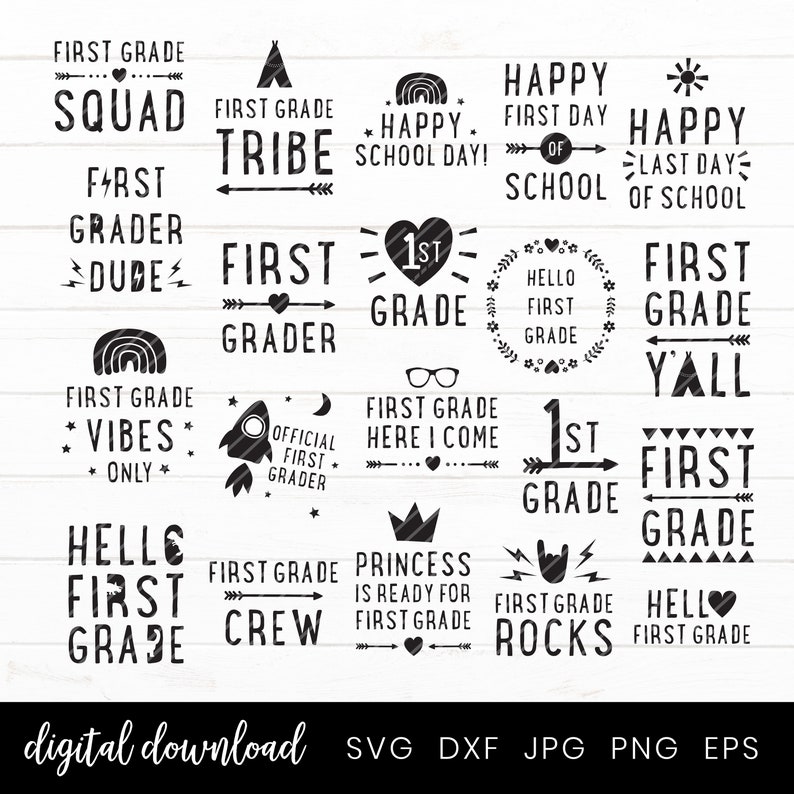 First Grade Svg Bundle for Cricut Machine Back to School - Etsy