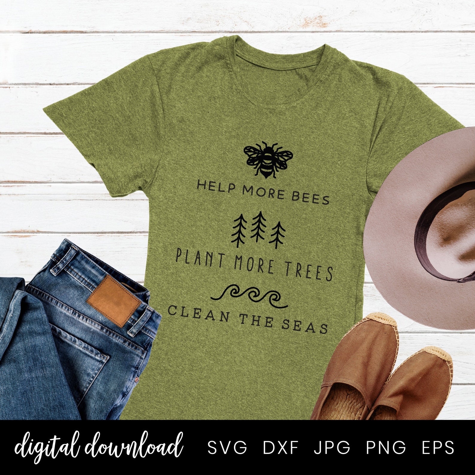 Save Bees Trees and Seas Svg Bee Clipart Botanical Bee | Etsy