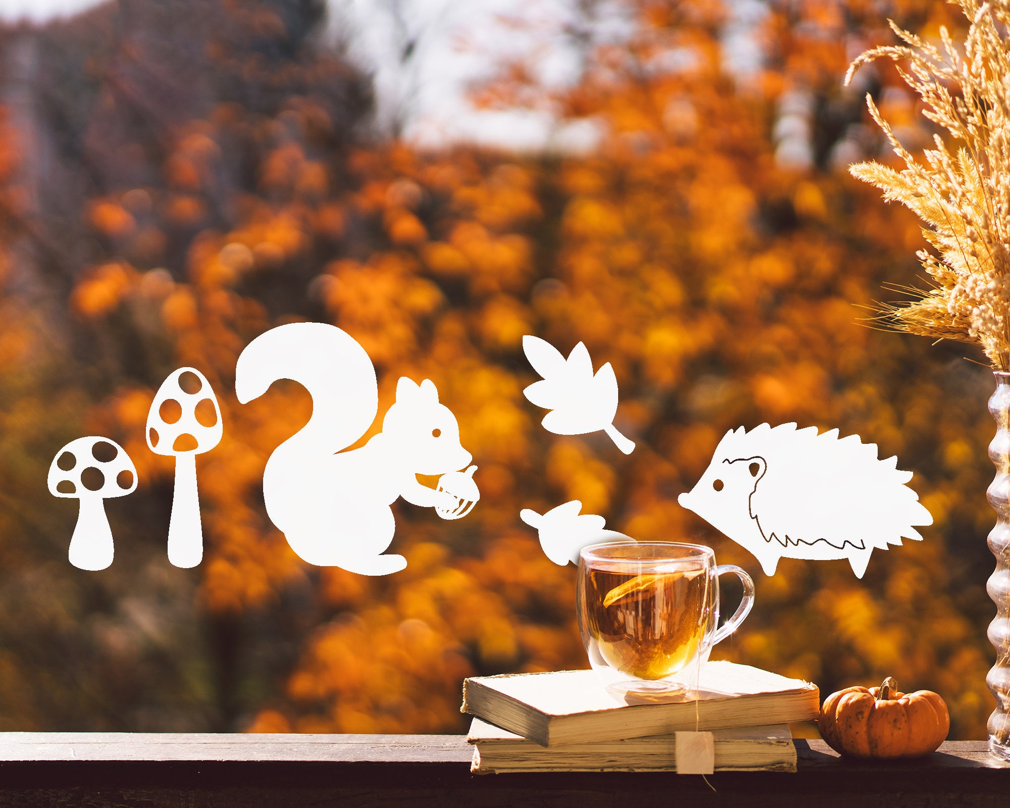 Fall Window Decorations, Autumn Window Decal, Fall Clipart, Window ...