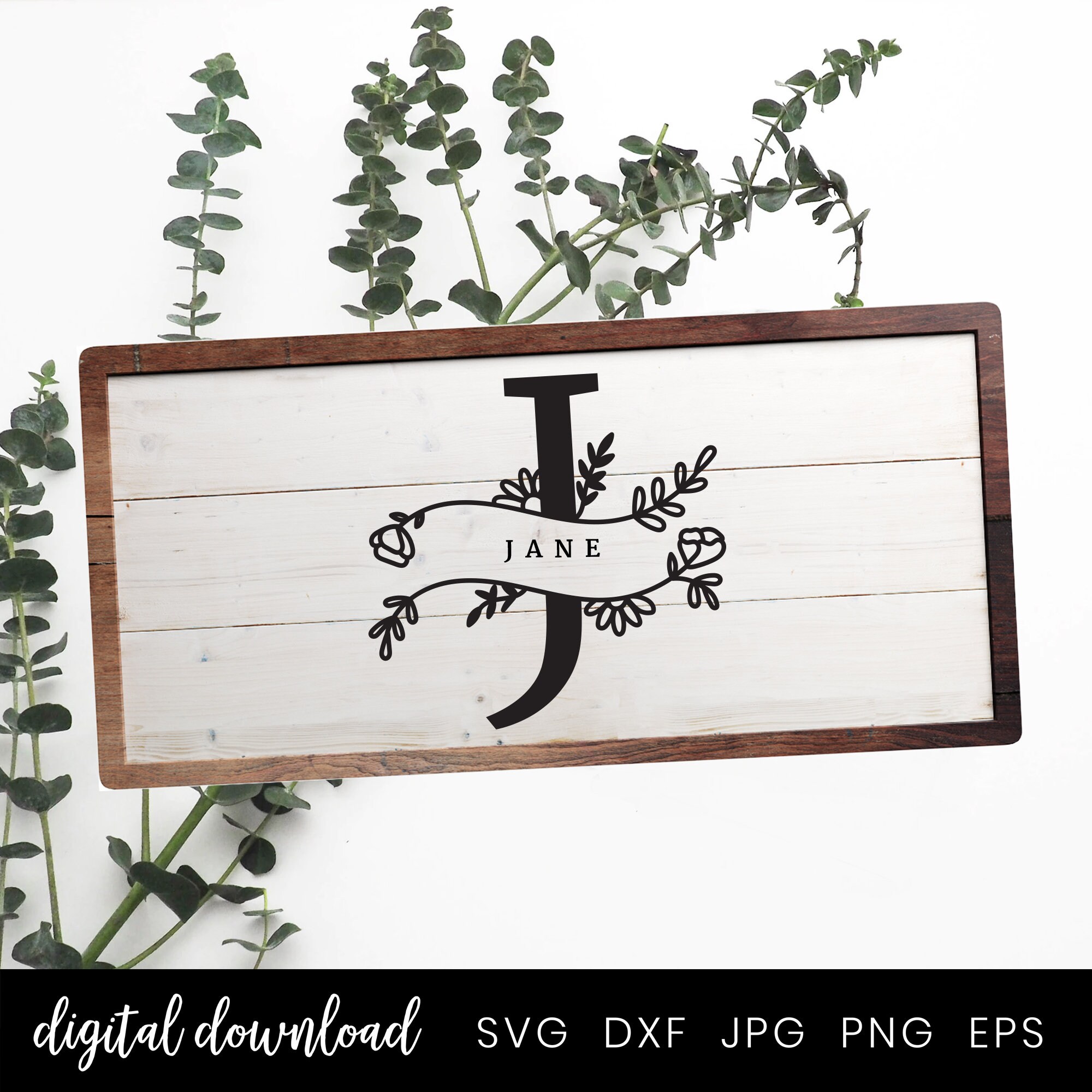 J Monogram Split Alphabet Letter Split Monogram Cut File - Etsy
