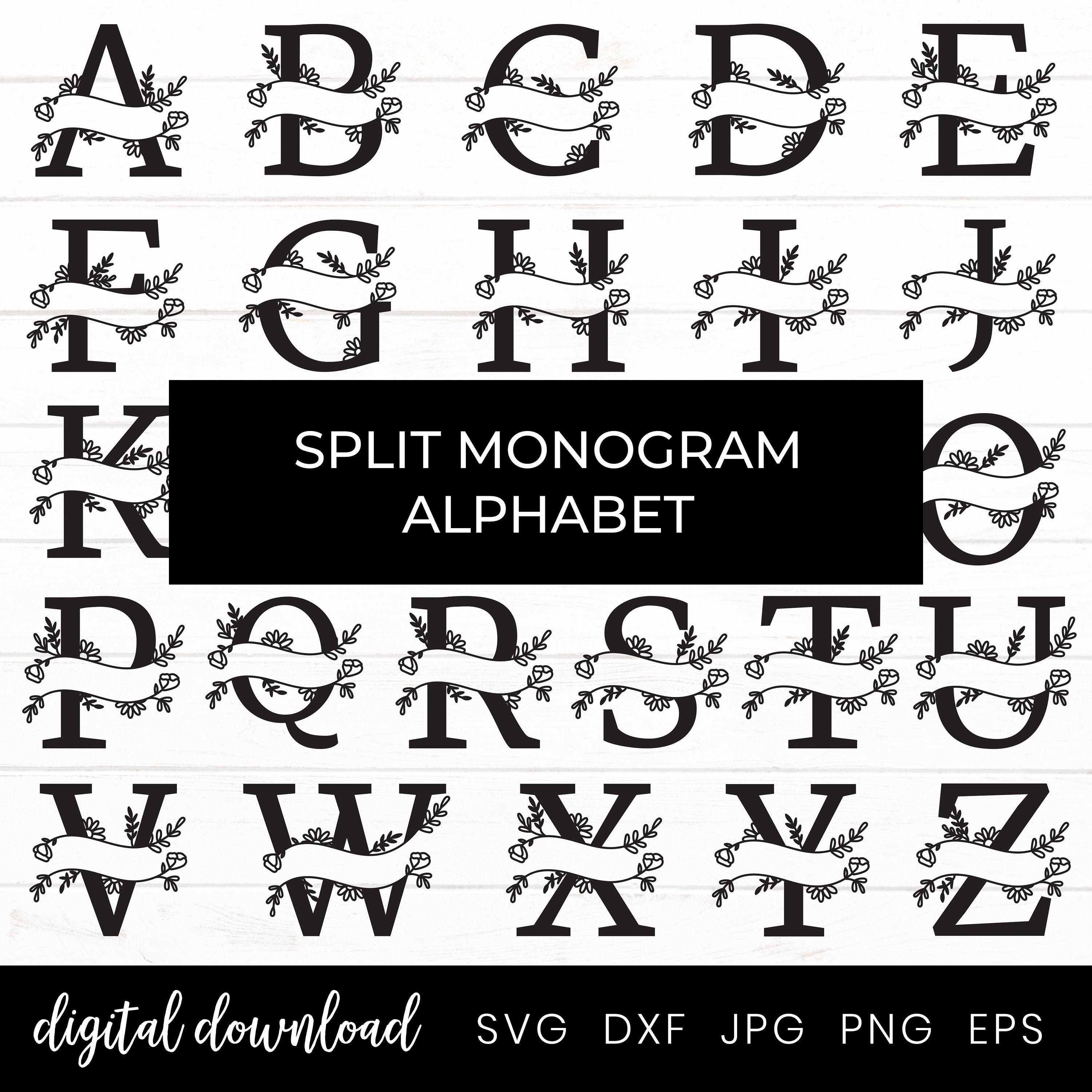 Split Monogram Bundle Alphabet Letter Split Monogram Cut | Etsy