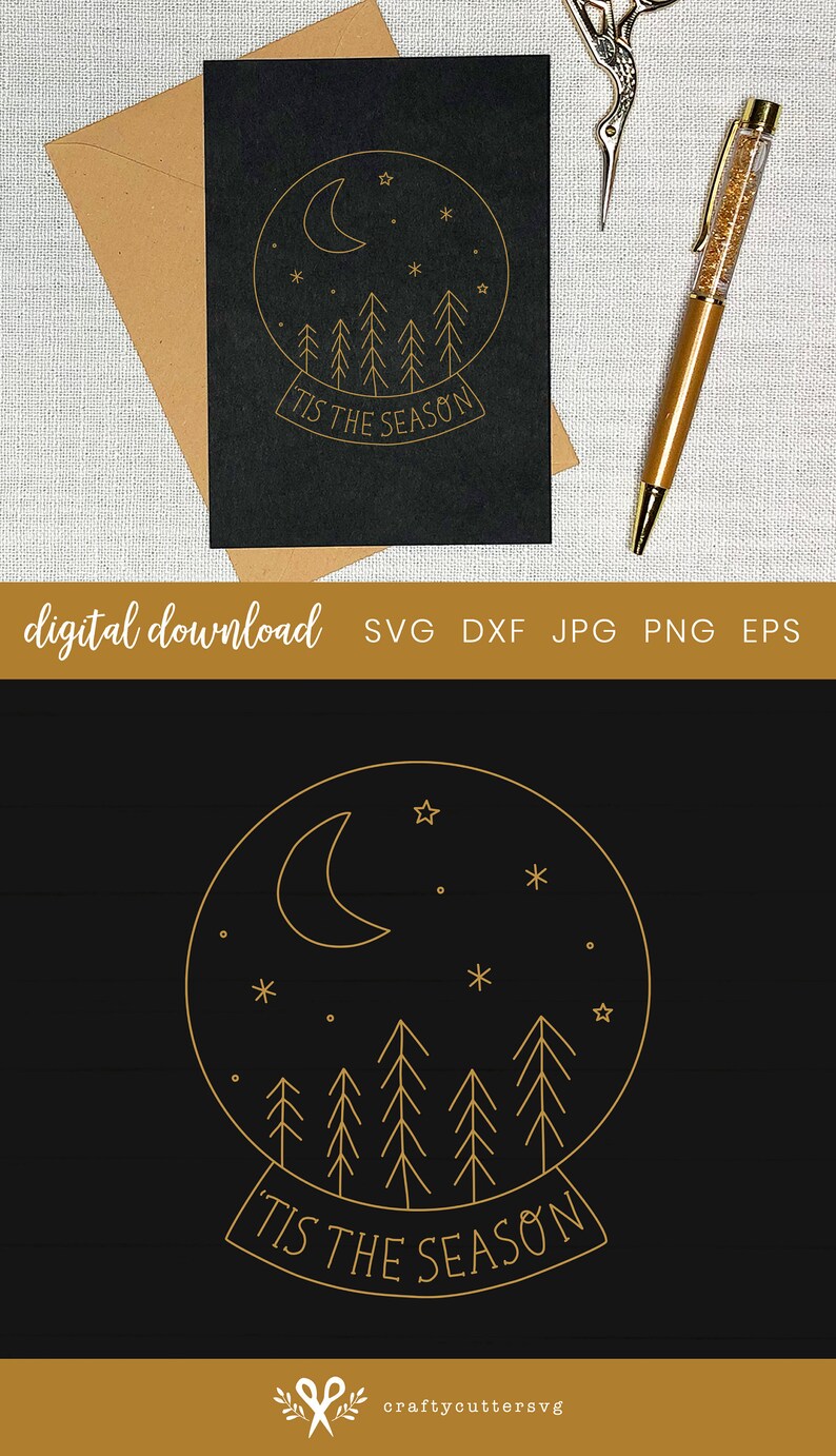 Cricut Foil Christmas Card Tis the Season Svg Single Line - Etsy