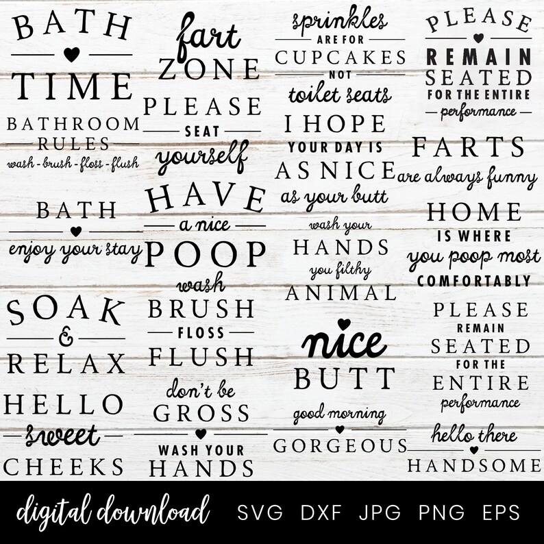 Farmhouse Bathroom Signs Bundle Farmhouse Sign Svg Bundle - Etsy Canada