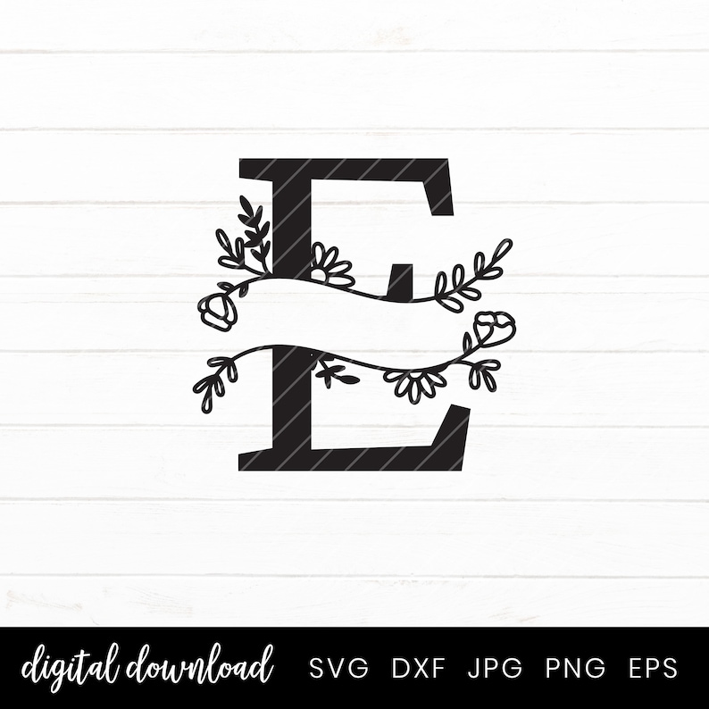E Monogram Split Alphabet Letter Split Monogram Cut File - Etsy