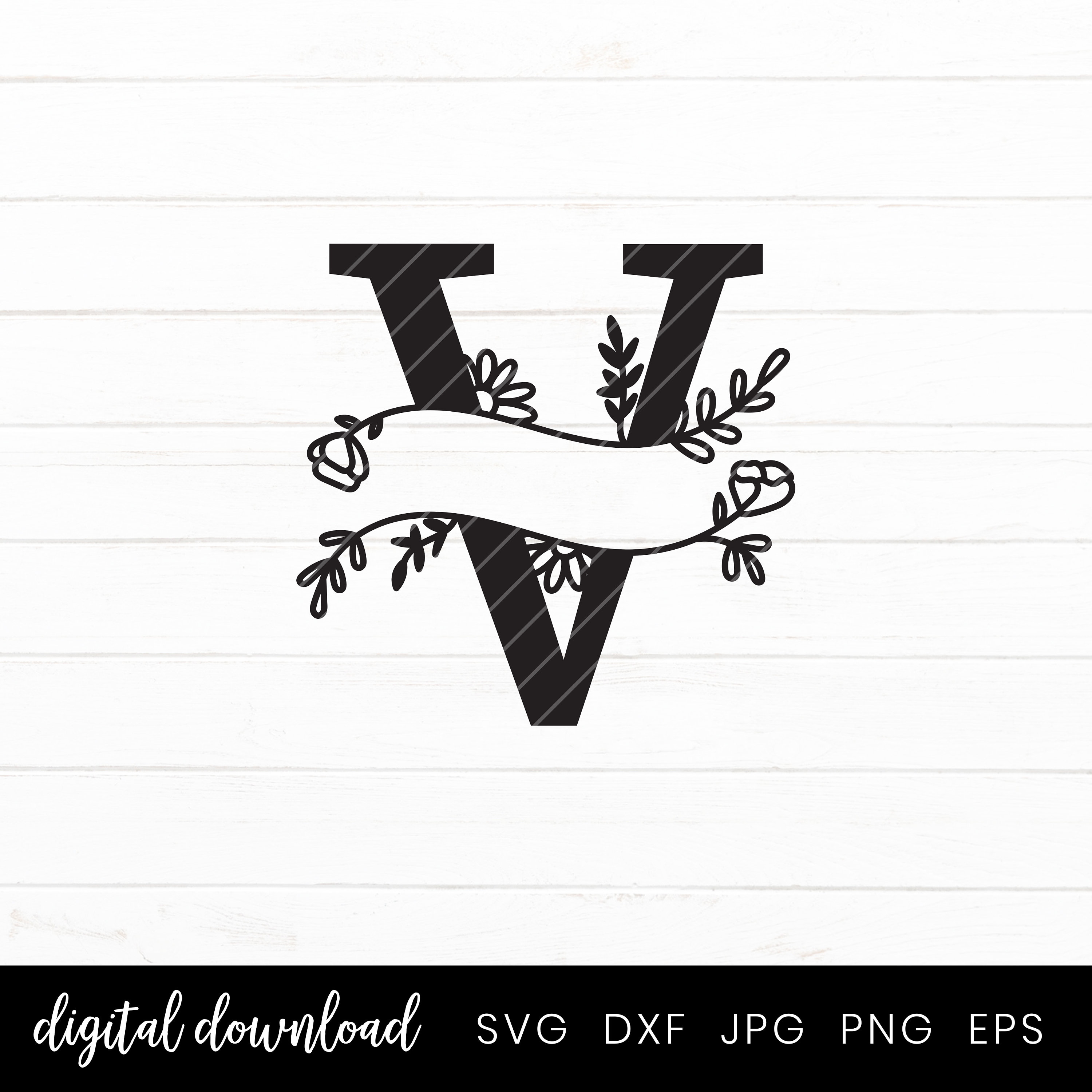 V Monogram Split Alphabet Letter Split Monogram Cut File - Etsy