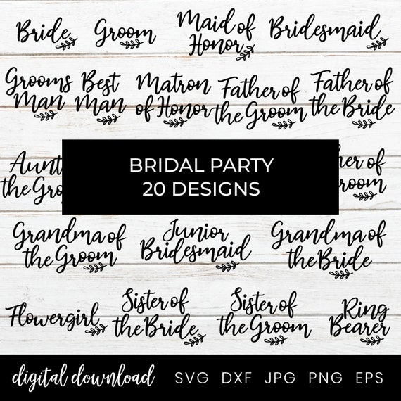 Bridal Party Signs Svg Wedding Day Decorations Svg Bundle | Etsy