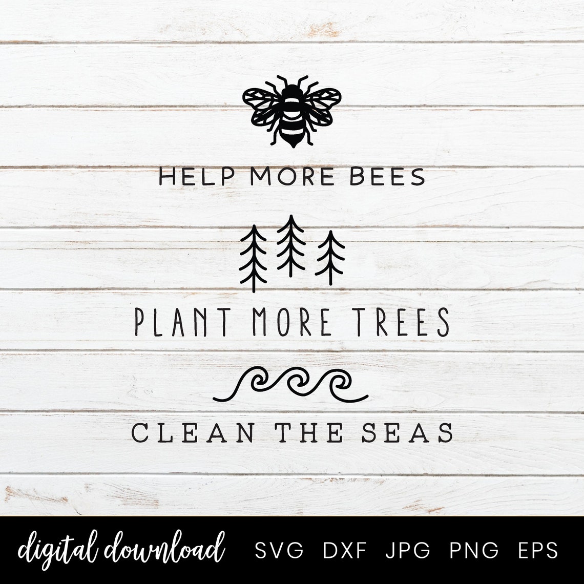 Save Bees Trees and Seas Svg Bee Clipart Botanical Bee | Etsy
