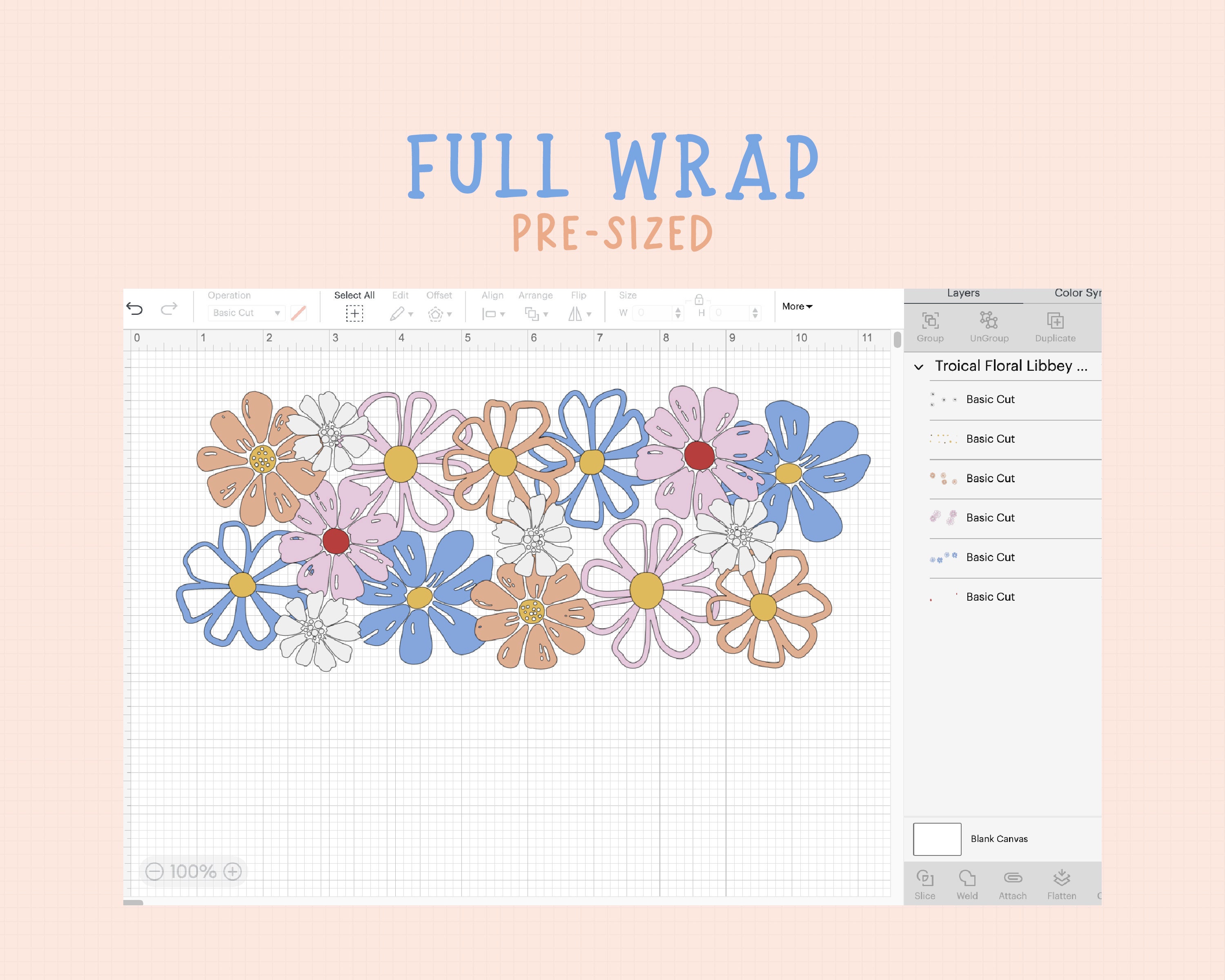 Floral Full Wrap Libbey Beer Can Wrap SVG Libbey Glass Wrap - Etsy