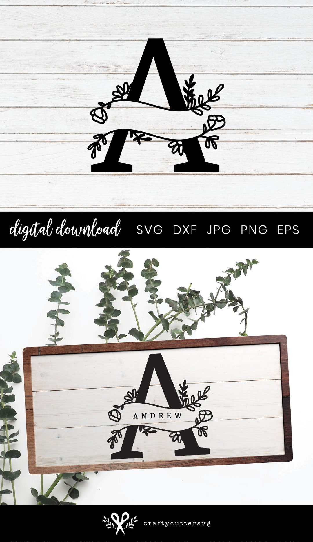 A Monogram Split Alphabet Letter, Split Monogram Cut File, Split ...