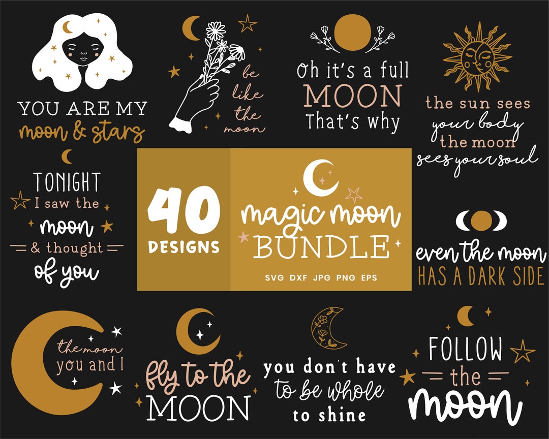 Moon SVG Bundle, Moon Phases Svg Files for Cricut, Lunar Svg Cut File ...