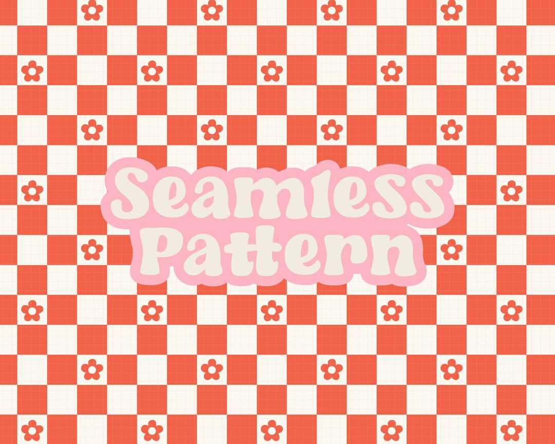 Red Floral Checkers, Retro Checkerboard, Gingham Seamless Pattern ...