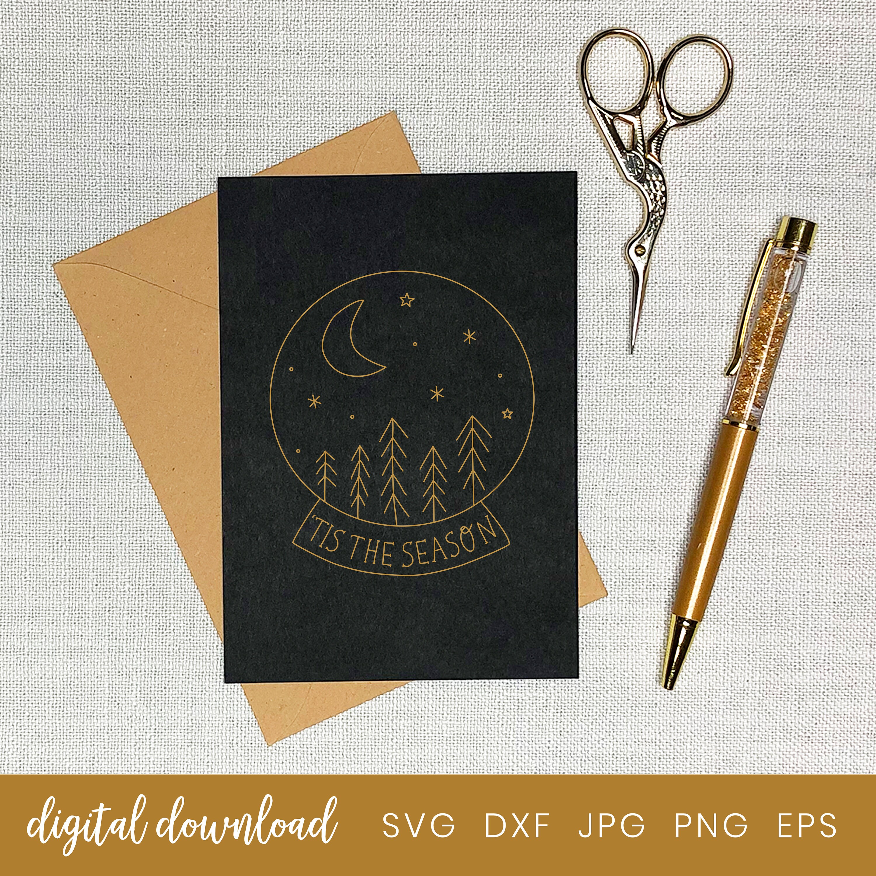 Cricut Foil Christmas Card, Tis the Season Svg, Single Line Design ...