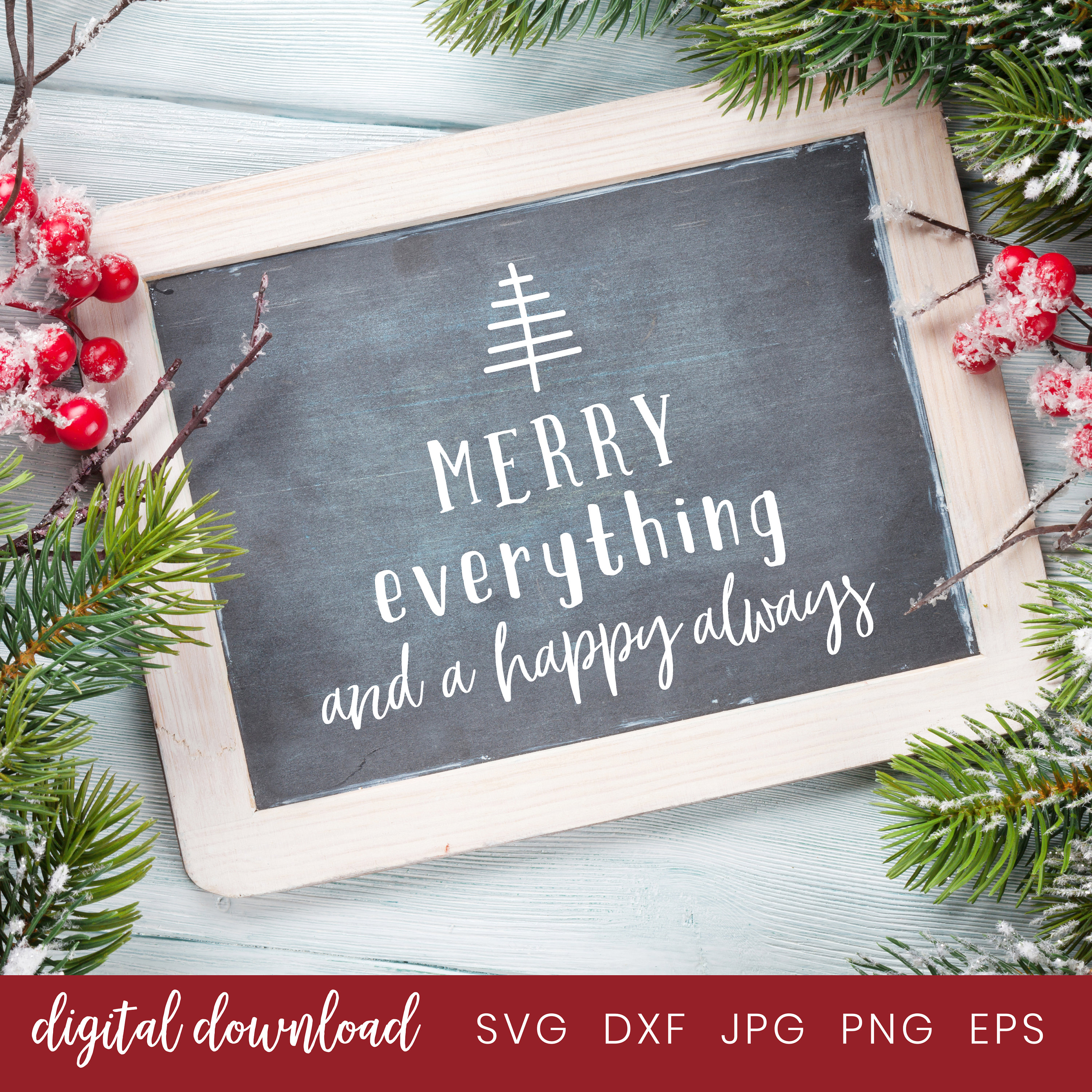 Christmas Svg Cut File Sign Merry Everything and Happy - Etsy