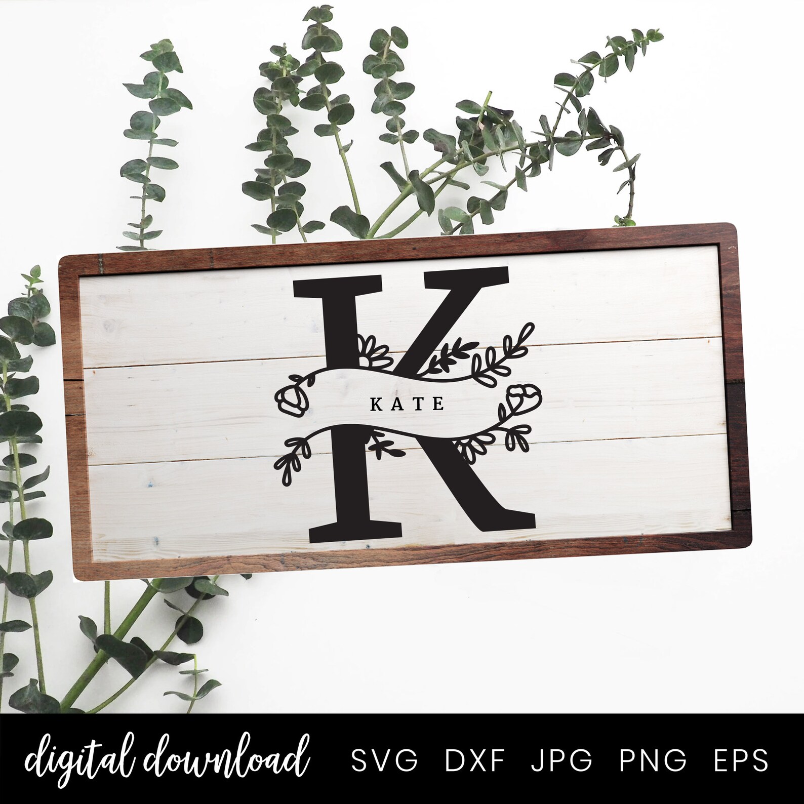 K Monogram Split Alphabet Letter, Split Monogram Cut File, Split ...