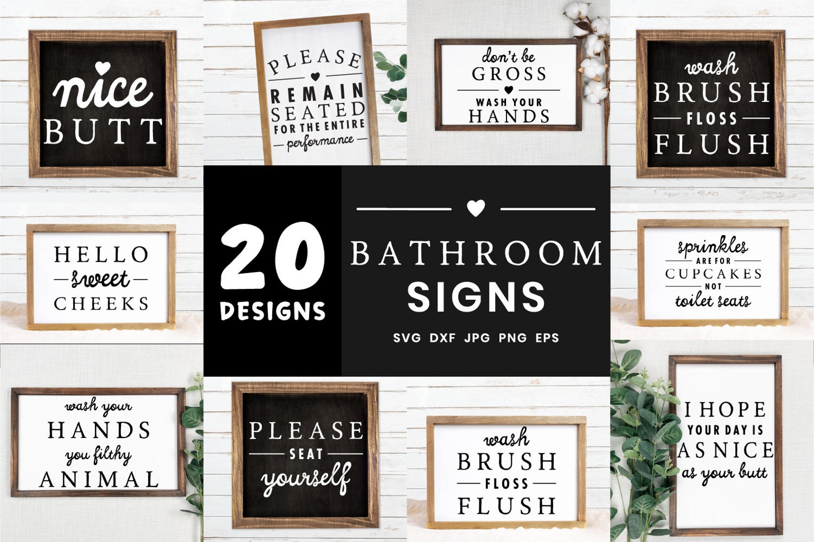 Farmhouse Bathroom Signs Bundle Farmhouse Sign Svg Bundle - Etsy