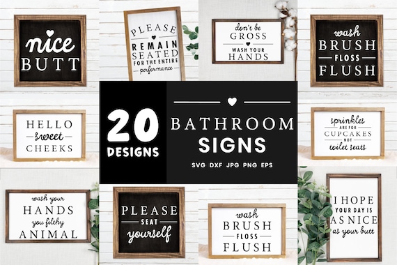 Farmhouse Bathroom Signs Bundle Farmhouse Sign Svg Bundle - Etsy