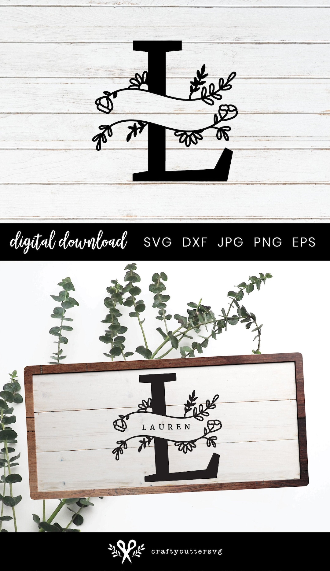 L Monogram Split Alphabet Letter, Split Monogram Cut File, Split ...