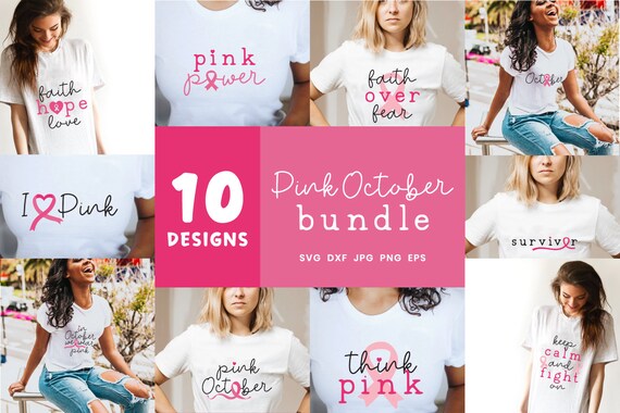 Pink October Svg Bundle 10 Svg Pinktober Cut Files Breast | Etsy