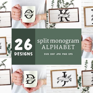 Split Monogram Bundle Alphabet Letter, Split Monogram Cut File, Split ...