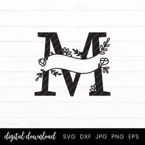 M Monogram Split Alphabet Letter, Split Monogram Cut File, Split ...