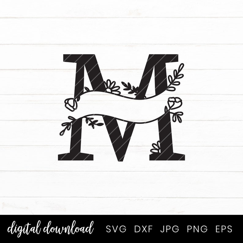 M Monogram Split Alphabet Letter Split Monogram Cut File - Etsy