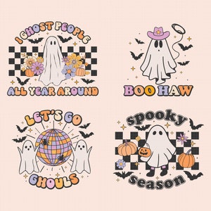 Retro Halloween PNG, Retro Fall Sublimation Bundle, Groovy Halloween ...