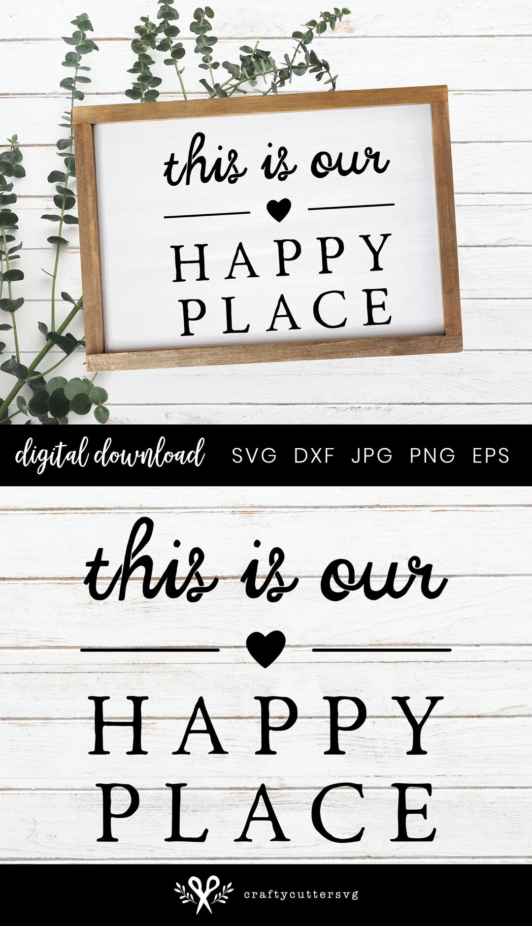 This is Our Happy Place Sign, Farmhouse Sign Svg, Clipart Cut Files ...