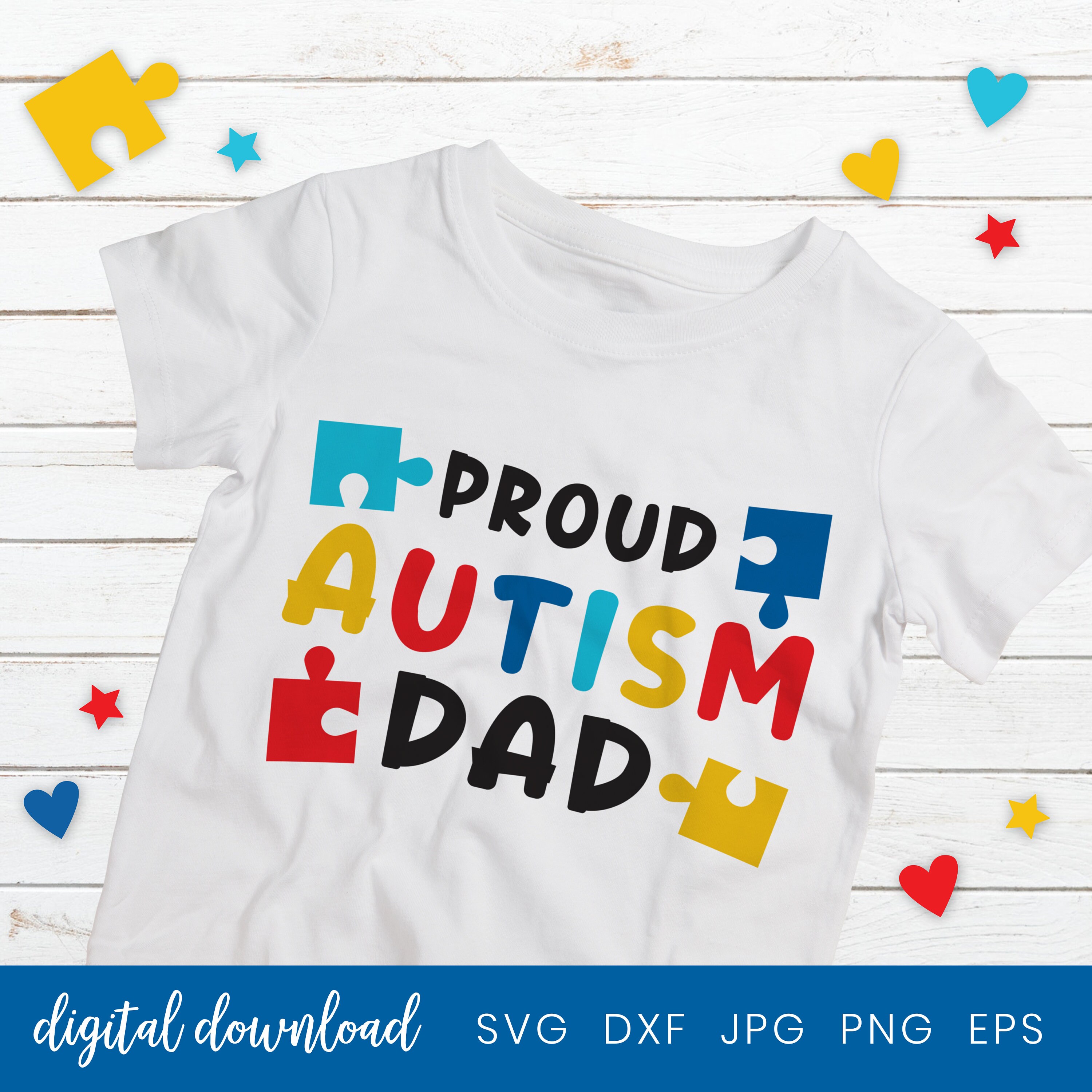Proud Autism Dad Svg Design Vector Instant Download Cut Etsy