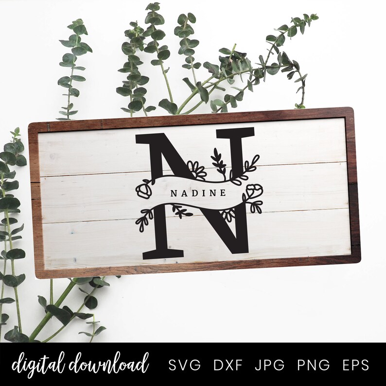 N Monogram Split Alphabet Letter, Split Monogram Cut File, Split ...