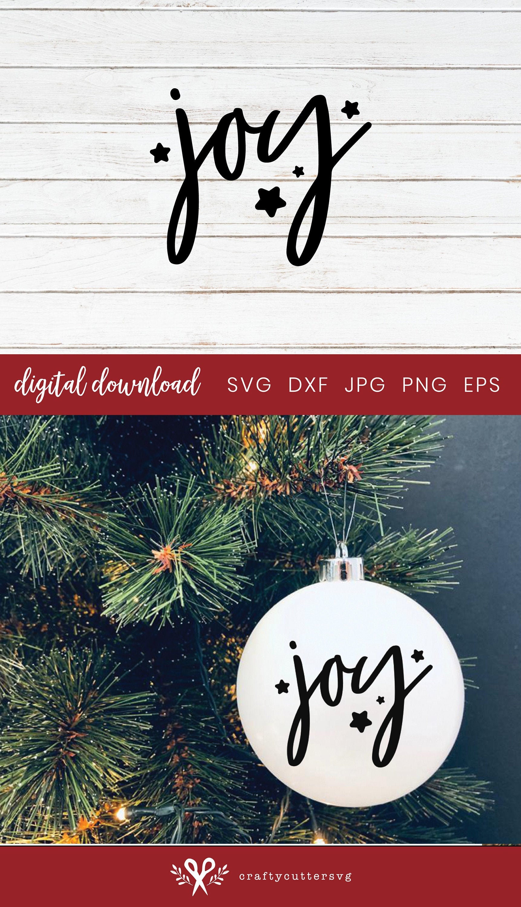 Christmas Tree Ornaments SVG Cut Files Joy SVG DXF Download | Etsy