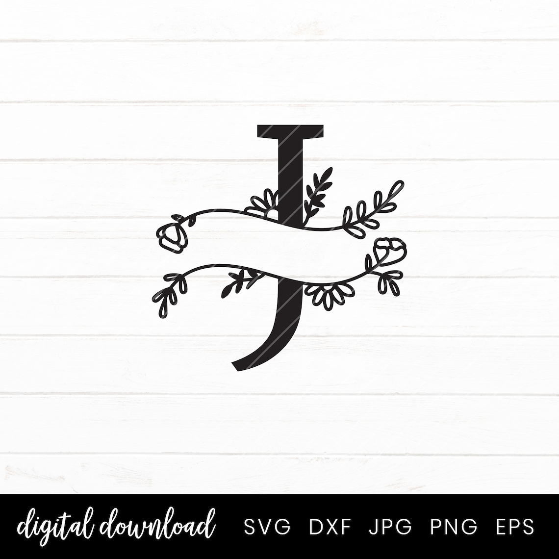 J Monogram Split Alphabet Letter, Split Monogram Cut File, Split ...