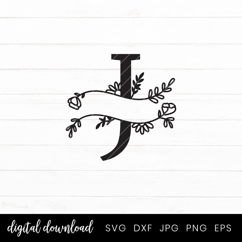 J Monogram Split Alphabet Letter Split Monogram Cut File - Etsy