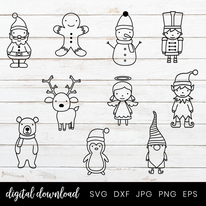 Christmas Svg Bundle, Christmas Window Decoration, Santa Reindeer Elf ...