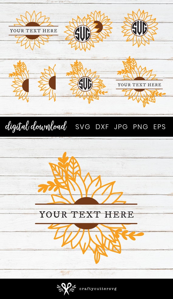 Split Monogram Sunflower Bundle Sunflower Svg Cut files | Etsy