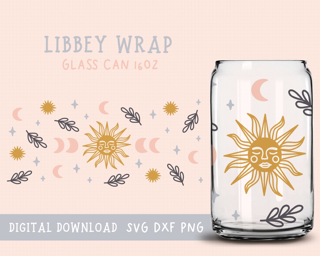 Sun Moon Can Glass Wrap Svg, Cute Can Glass Svg, Coffee Glass Can ...