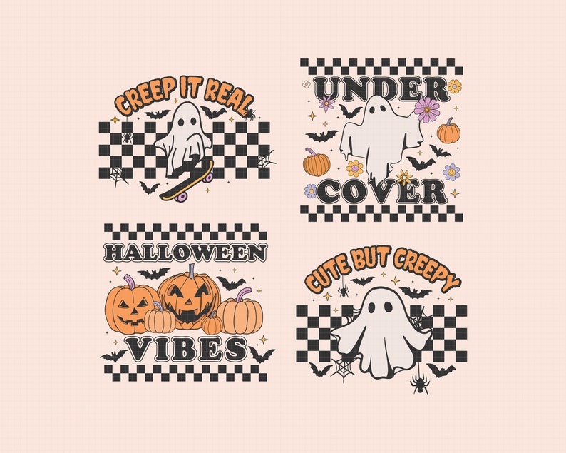Retro Halloween PNG, Retro Fall Sublimation Bundle, Groovy Halloween ...