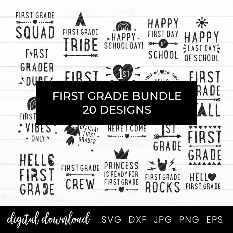 First Grade Svg Bundle for Cricut Machine Back to School - Etsy