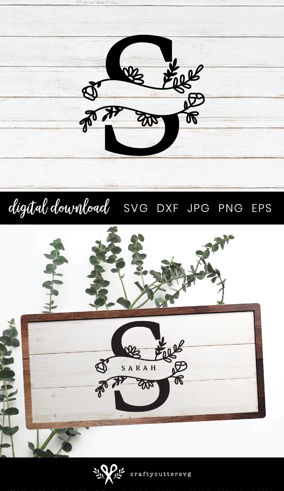 S Monogram Split Alphabet Letter, Split Monogram Cut File, Split Monogram Letters With Hand ...