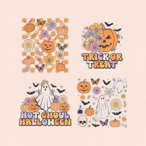 Retro Halloween PNG, Retro Fall Sublimation Bundle, Groovy Halloween ...