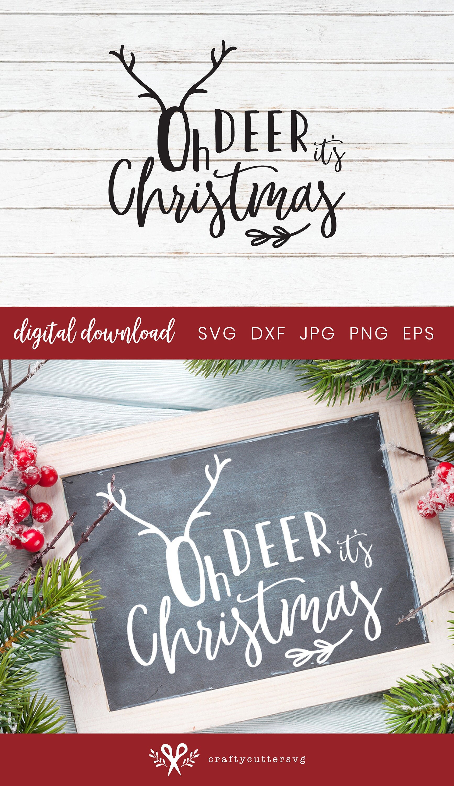 Oh deer it's Christmas Svg Sign Christmas Deer Clipart | Etsy