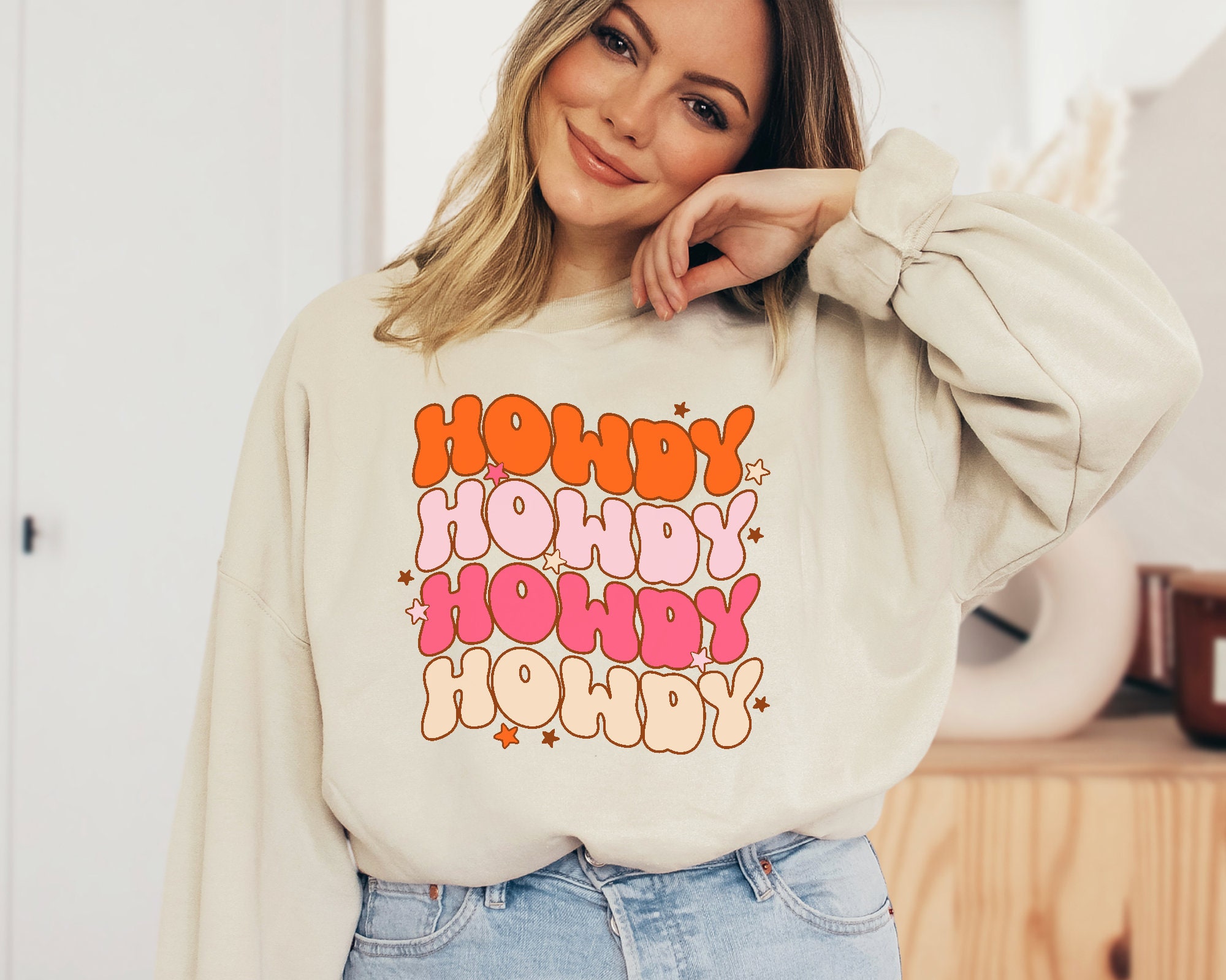 Retro Howdy Svg Wavy Retro Text Stars Png Retro Cowgirl - Etsy