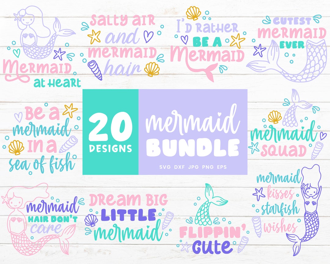 Mermaid SVG Bundle, Mermaid Tail Svg, Beach Svg Cut Files, Summer Svg ...